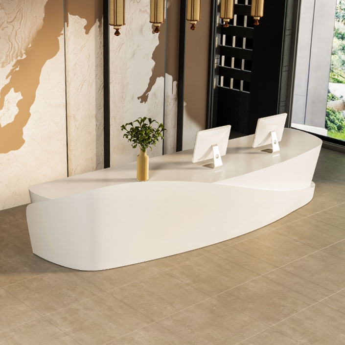 Curved Reception Desk White Corian - WANBEST