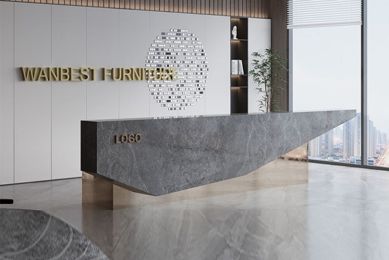 Elegant Custom Marble Reception Desk - WANBEST