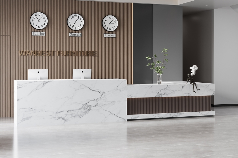 Elegant Custom Marble Reception Desk - WANBEST